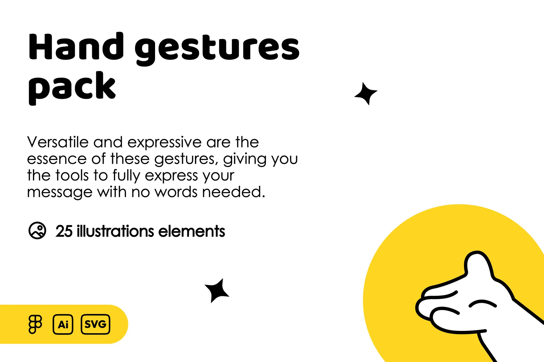 Hand gestures pack - 25 drawn illustrations. Hand icons. Hands icon set ...