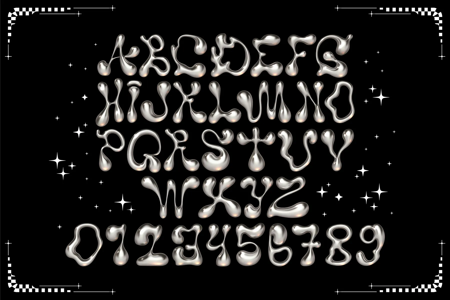 Liquid CHROME metal Y2K font by BonkiStudio | Smotrów Related